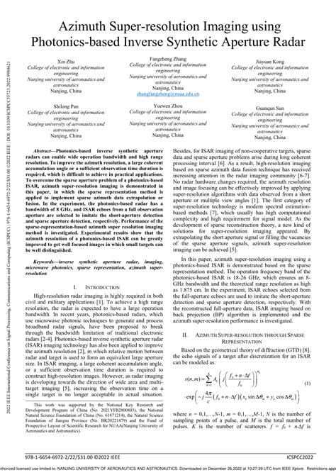 pdf azimuth super resolution imaging using photonics based inverse synthetic aperture radar