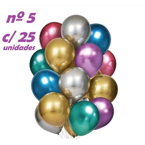 25 unid Balões Bexiga látex número 5 Dourado Ouro rose azul prata