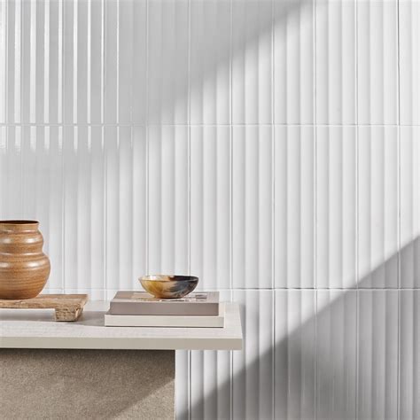 Colorplay Fluted White 4 5x18 3D Glossy Crackled Ceramic Tile Tilebar