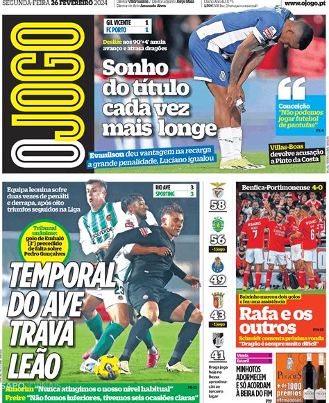 O Jogo 26 fev 2024 Jornais e Revistas SAPO pt Última hora e