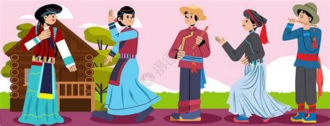 svg人物插画少数民族苗族人物矢量组合插画图片下载 正版图片402400121 摄图网