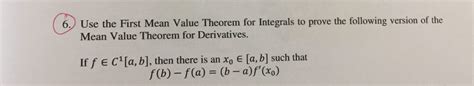 solved use the first mean value theorem for integrals to