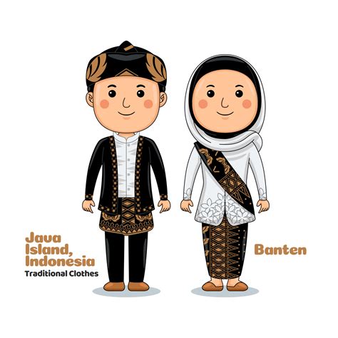 Couple Wear Banten Traditional Clothes 21217087 Vector Art At Vecteezy