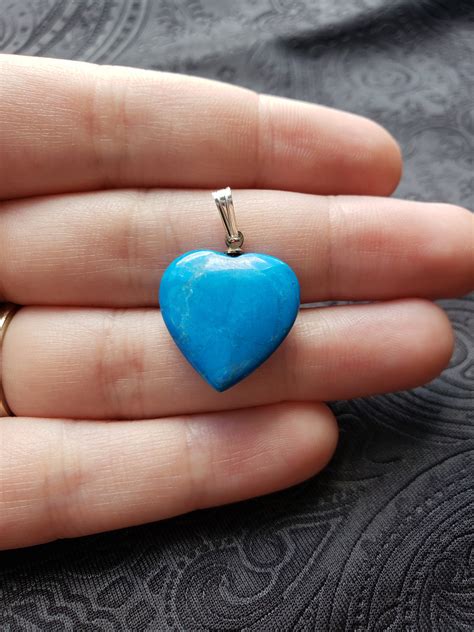 Blue Howlite Heart Pendant Sterling Silver Etsy