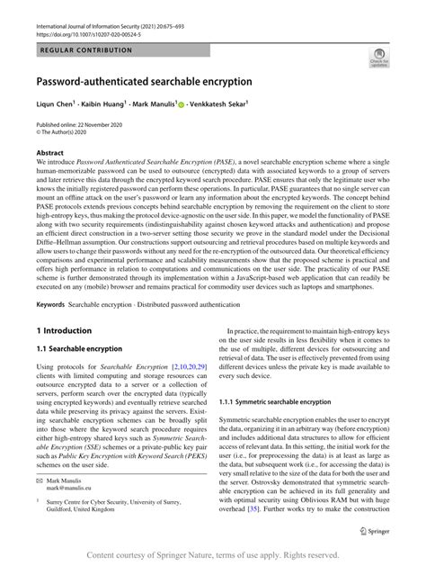 pdf password authenticated searchable encryption