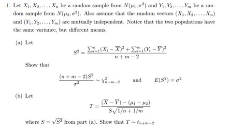 solved 1 let xi x2 xn be a random sample from n μι σ2