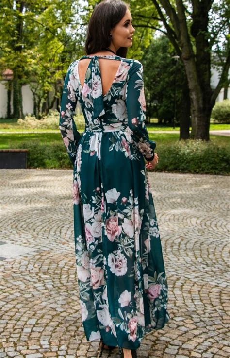 Stylowa Sukienka Maxi W Kwiaty 0219 D45 INTIMITI PL