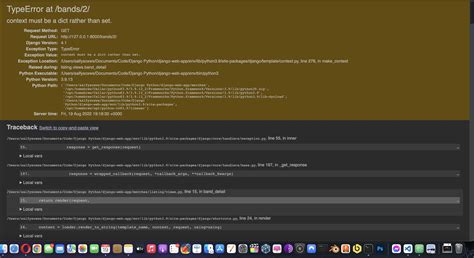 Python Getting Error Context Must Be A Dict Rather Than Set When