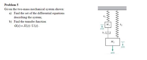 Solved Problem 5 Given The Two Mass Mechanical System Shown Chegg