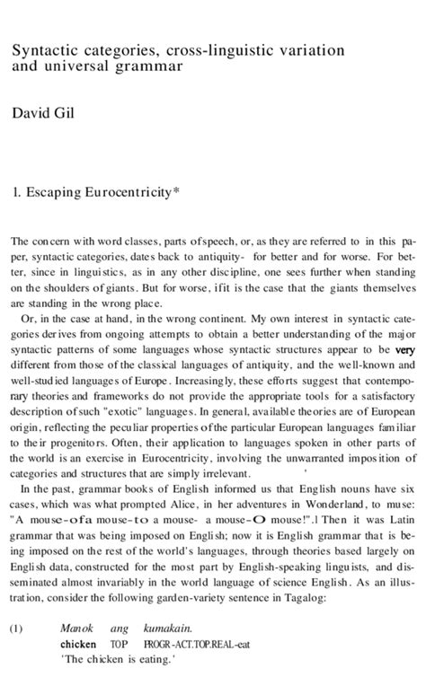 pdf syntactic categories cross linguistic variation and universal grammar pan forever