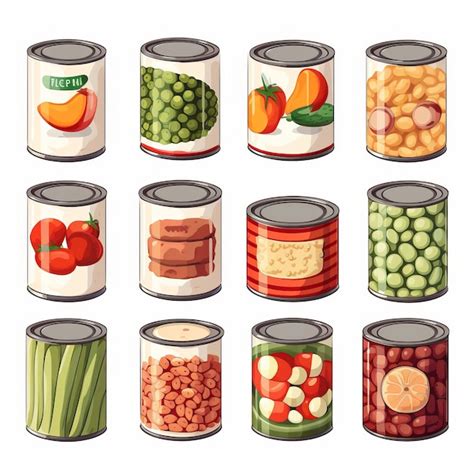 Premium AI Image Canned Food Clipart Premium Vector Images On A White