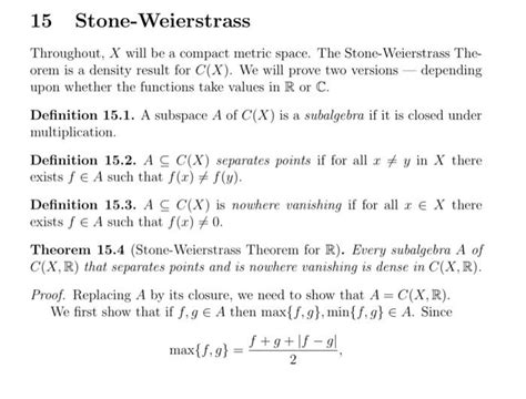 solved real analysis stone weierstrass prove the