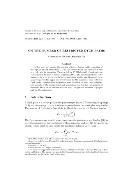 pdf on the number of restricted dyck paths