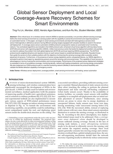 pdf global sensor deployment and local coverage aware recovery schemes for smart environments