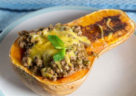 Butternut farcie au fromage frais viande hachée et Parmesan