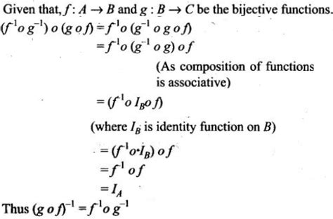 let f a → b and g b → c be the bijective functions then g o f 1 is sarthaks econnect