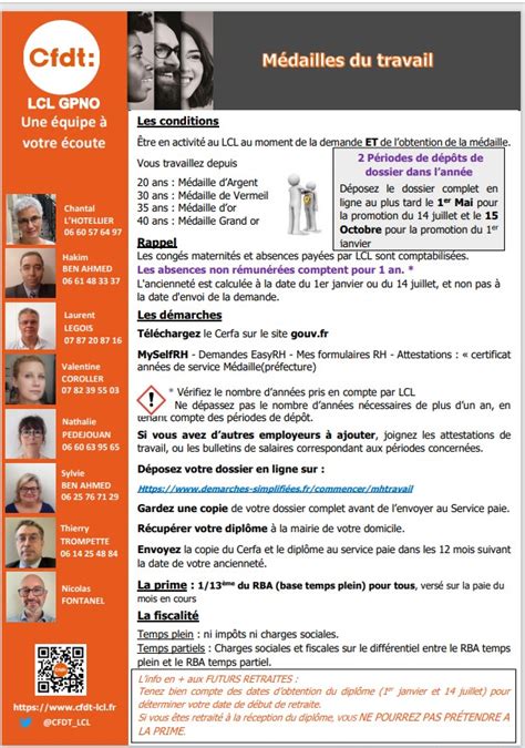 CFDT LCL CFDT LCL Médailles du travail