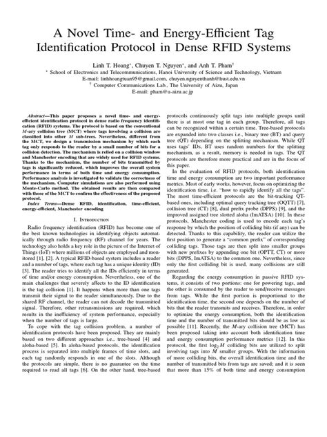 a novel time and energy efficient tag identification protocol in dense rfid system pdf