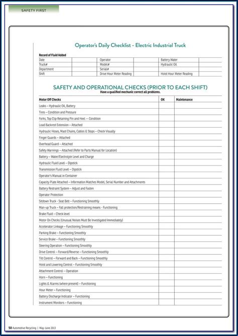 Forklift Checklist Template