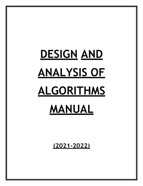 daa lab manual design and analysis of algorithms manual 2021 2022 course title design and