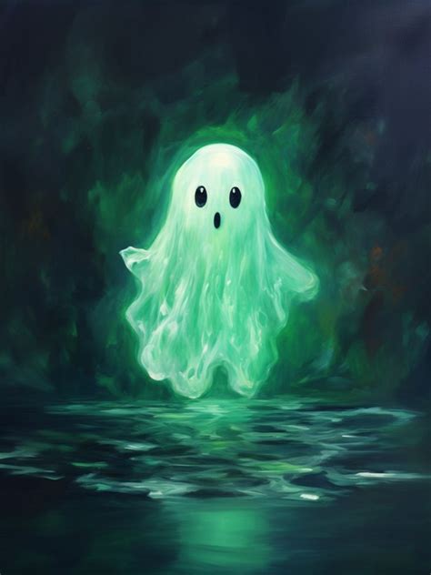 Cute Emerald Ghost Print Gothic Art Vintage Oil Poster Etsy In