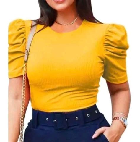 Blusa Feminina Manga Bufante Curta Princesa Roupa Canelada MercadoLivre