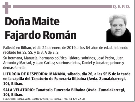 Maite Fajardo Román Esquela Necrológica El Correo