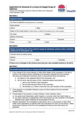 Fillable Online Health Nsw Gov Application For Renewal Of A Licence To