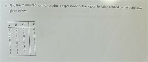 solved 11 find th e minimized sum of products expression