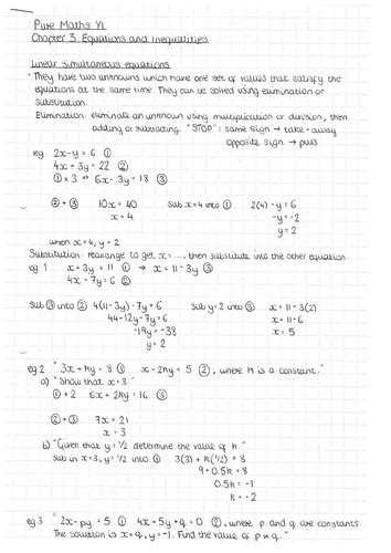 edexcel pure a level maths equations and inequalities revision notes as level and year 1 a