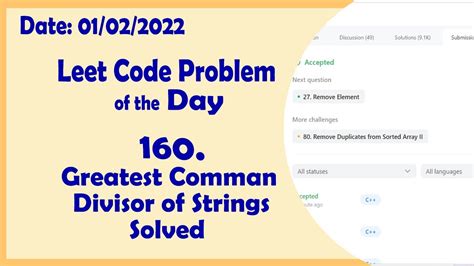 Greatest Common Divisor Of Strings Leetcode Daily Challenge