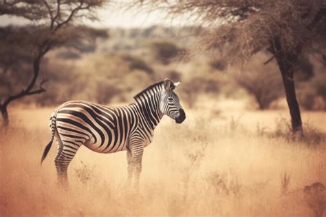 Premium AI Image A Zebra In The Savannah Of Africa