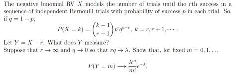 solved the negative binomial rv x models the number of