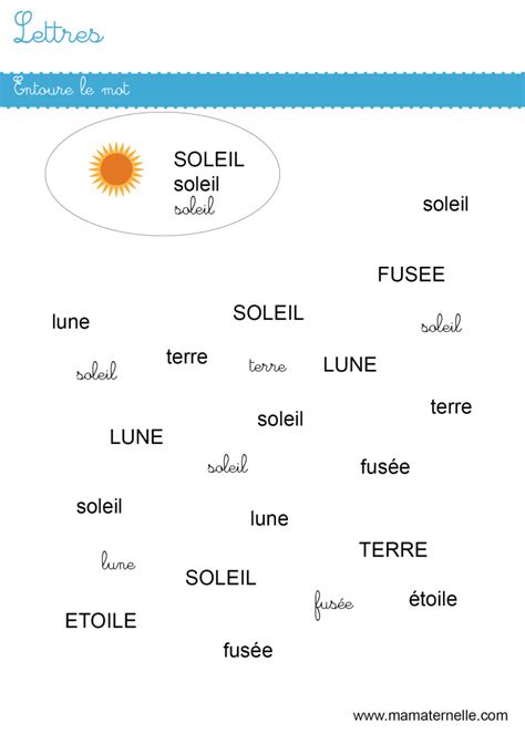 Lettres Entourer Le Bon Mot Ma Maternelle