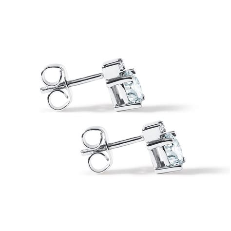 Weißgold Ohrstecker mit Diamant und Aquamarin KLENOTA