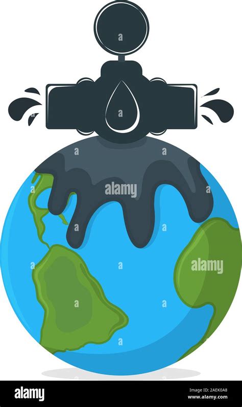 Oil Pollution Concept Icon And Label Earth Pollution By Petroleum