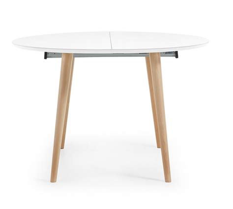 Mesa Nordica Redonda Extensible Blanco Mate Haya 120 200x120