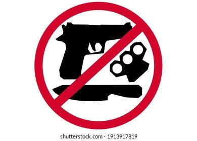 No Weapons Sign Red Round Crossed Stock Vector Royalty Free