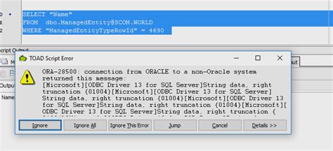 Odbc Sql Server Connection Issue String Data Right Truncation 01004 Oracle Forums