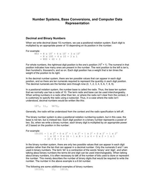 number systems base conversions and computer data representation docslib