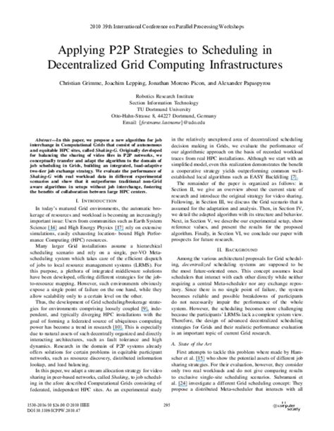 pdf applying p2p strategies to scheduling in decentralized grid computing infrastructures
