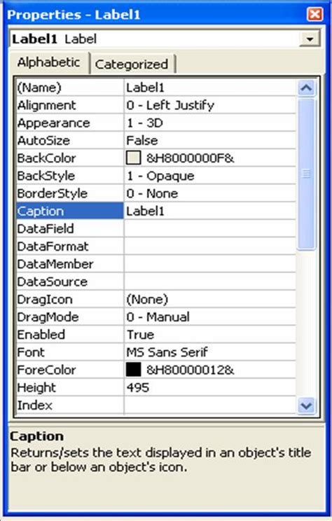 visual basic 6 0 tutorials code and project for beginners label control properties of visual