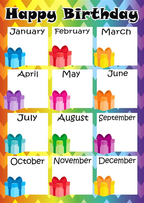 Free Printable Birthday Chart For Preschool Printable Templates
