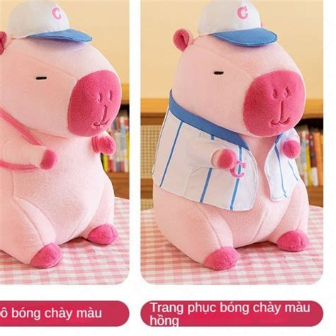 Gấu bông kèm chăn Capybara ANVIHOME Đeo Balo Rùa Xanh Capybara hồng