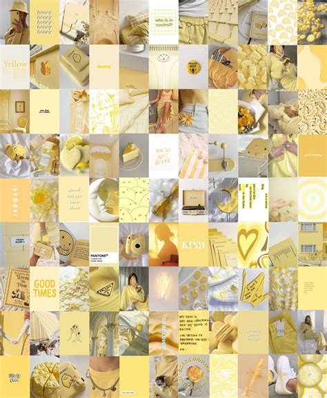 Pcs Pastel Yellow Aesthetic Wall Collage Kit Yellow Etsy