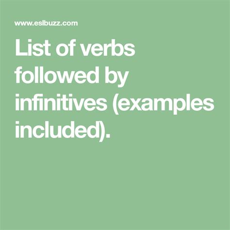 Infinitives List Of 50 Verbs Followed By Infinitives In English