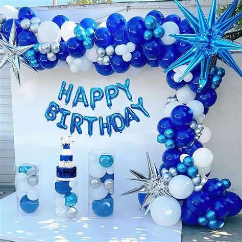 Amazon Royal Blue White Silver Balloon Garland Arch Kit Metallic