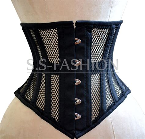 Mesh Corset Steel Boned Corset Womens Underbust Corset Waist Trainer