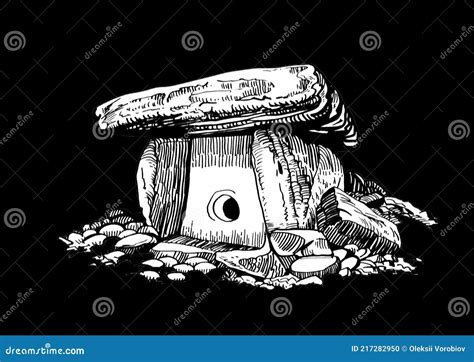 Menhir Neolithic Isolated Watercolor Illustration Megalithic