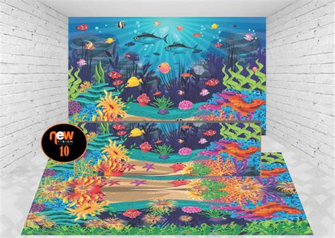 Painel Em Lona Fundo Do Mar Frente De Mesa Tapete X Elo